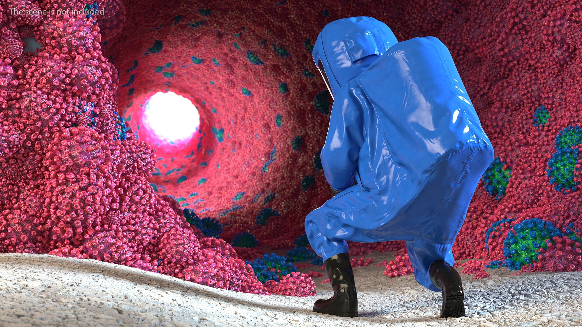 Fully Encapsulating Chemical Protection Suit Squat Pose 3D model ...