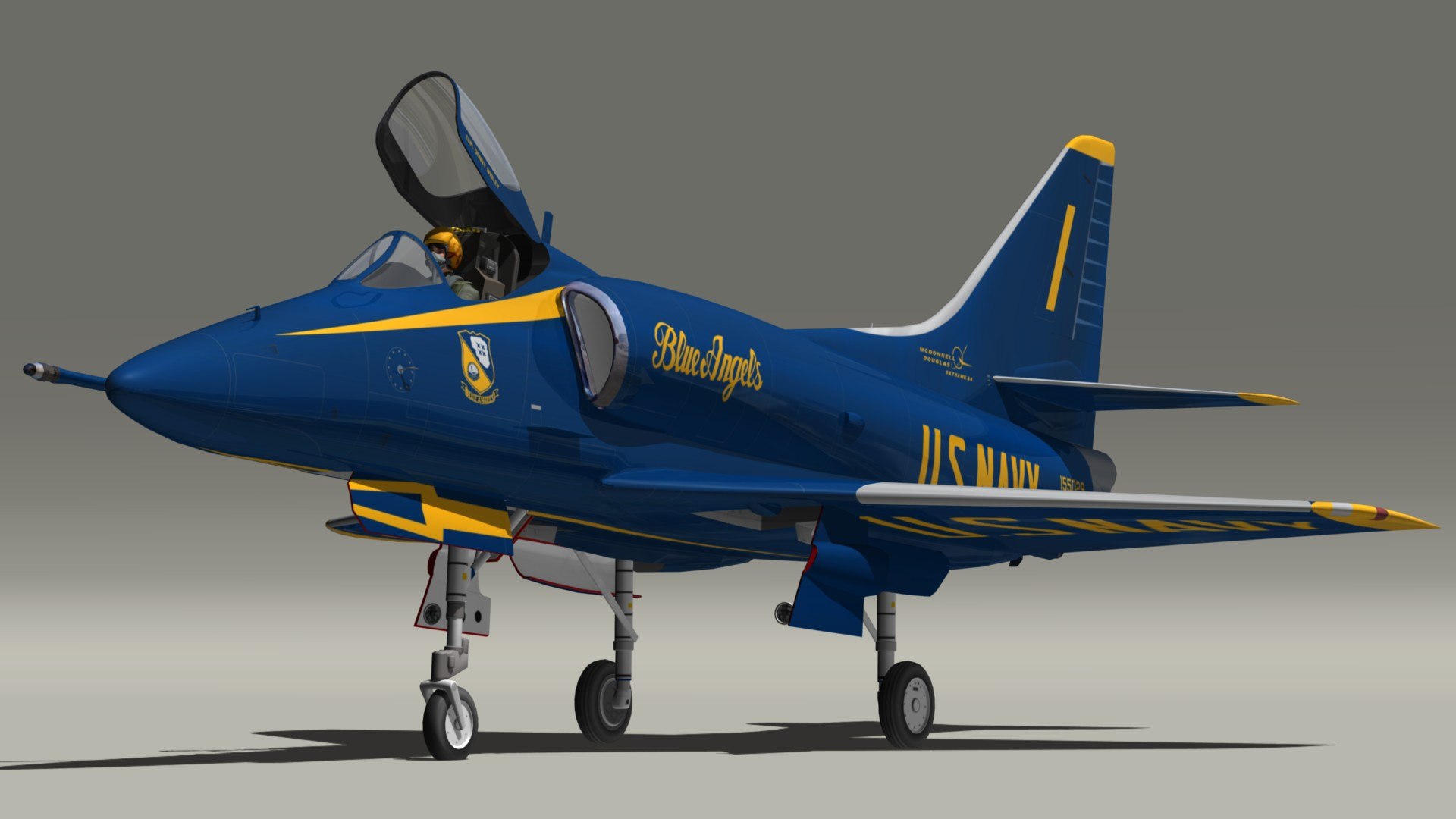 3D model A4 Skyhawk Blue Angels - TurboSquid 1996852