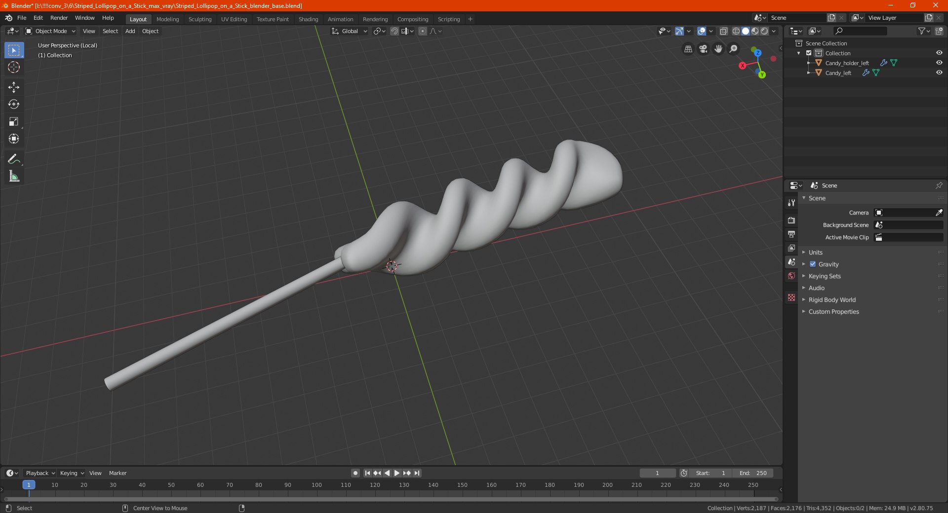 Striped Lollipop on a Stick 3D model - TurboSquid 1785446