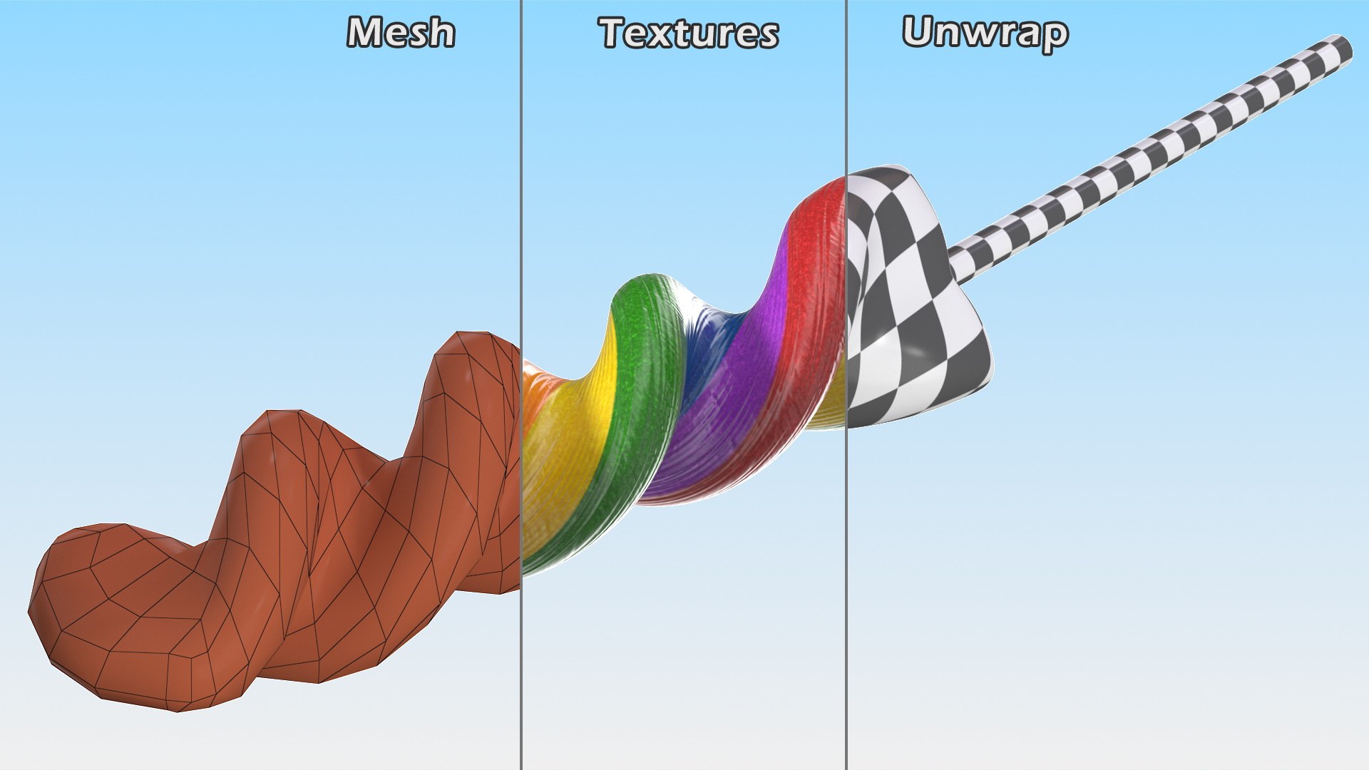 Striped Lollipop On A Stick 3D Model - TurboSquid 1785446