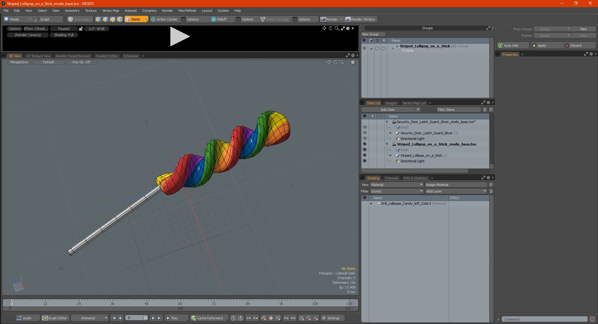 Striped Lollipop on a Stick 3D model - TurboSquid 1785446