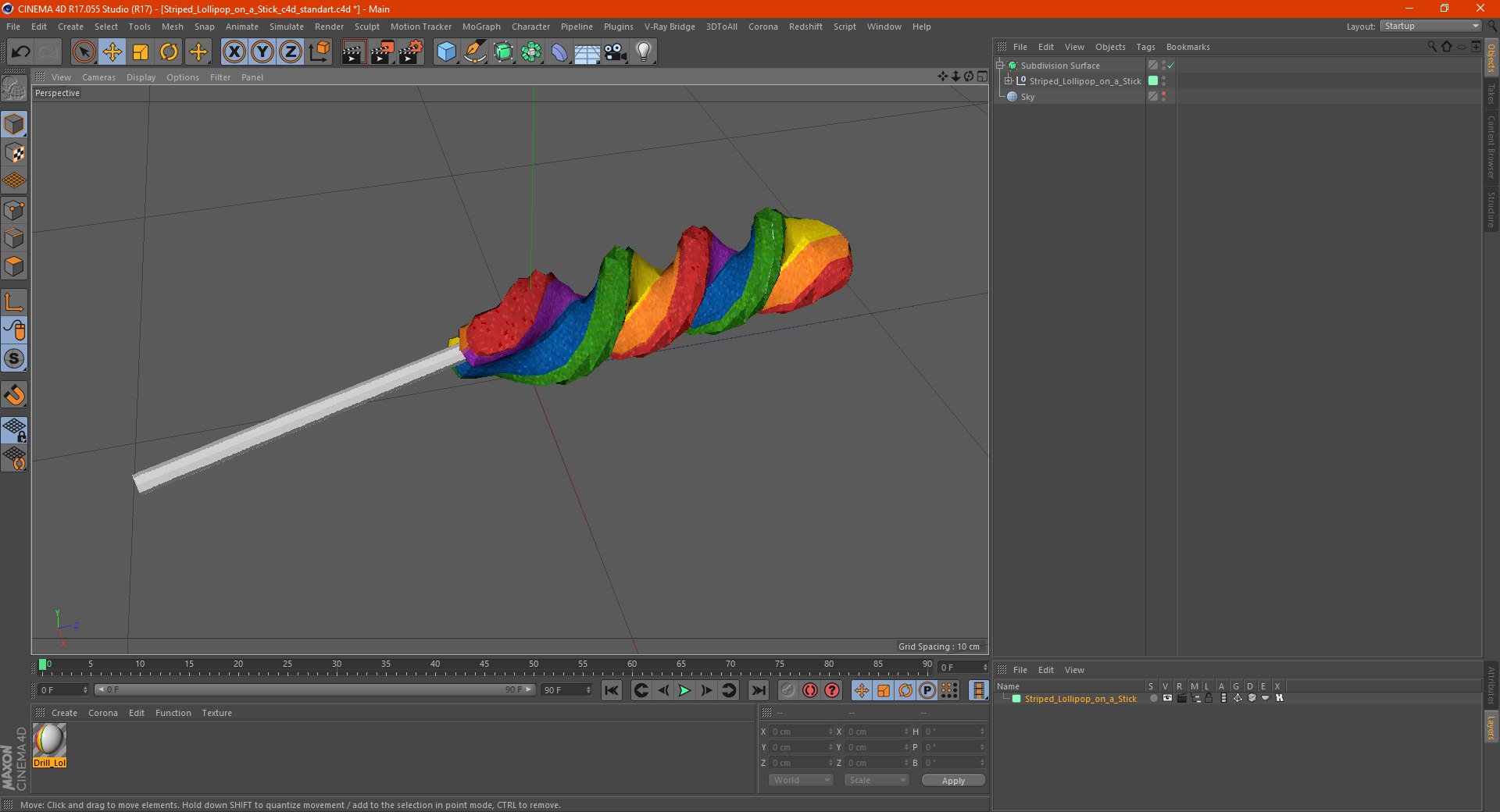 Striped Lollipop On A Stick 3D Model - TurboSquid 1785446