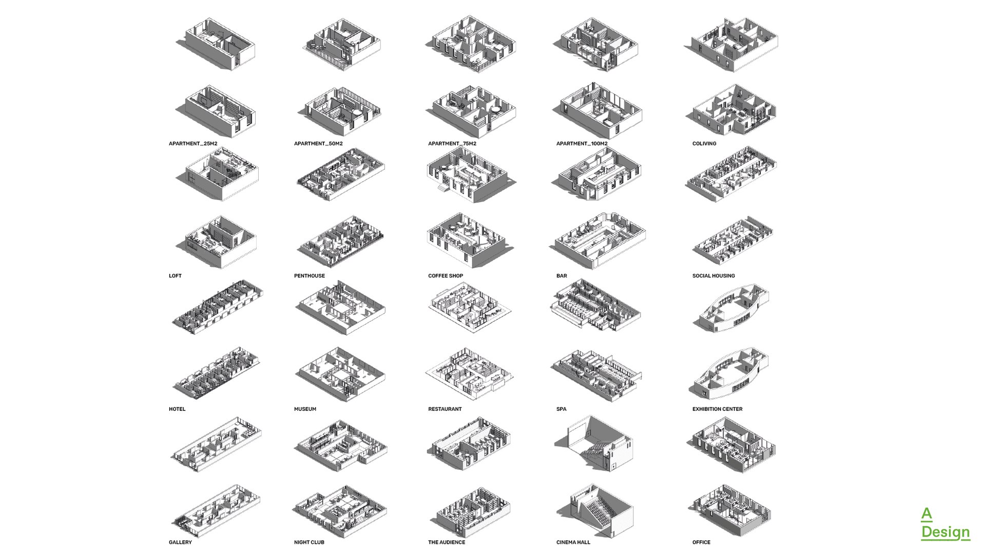 20 Interior spaces - Revit models 3D - TurboSquid 2018344