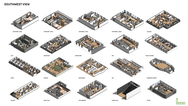 20 Interior spaces - Revit models 3D - TurboSquid 2018344