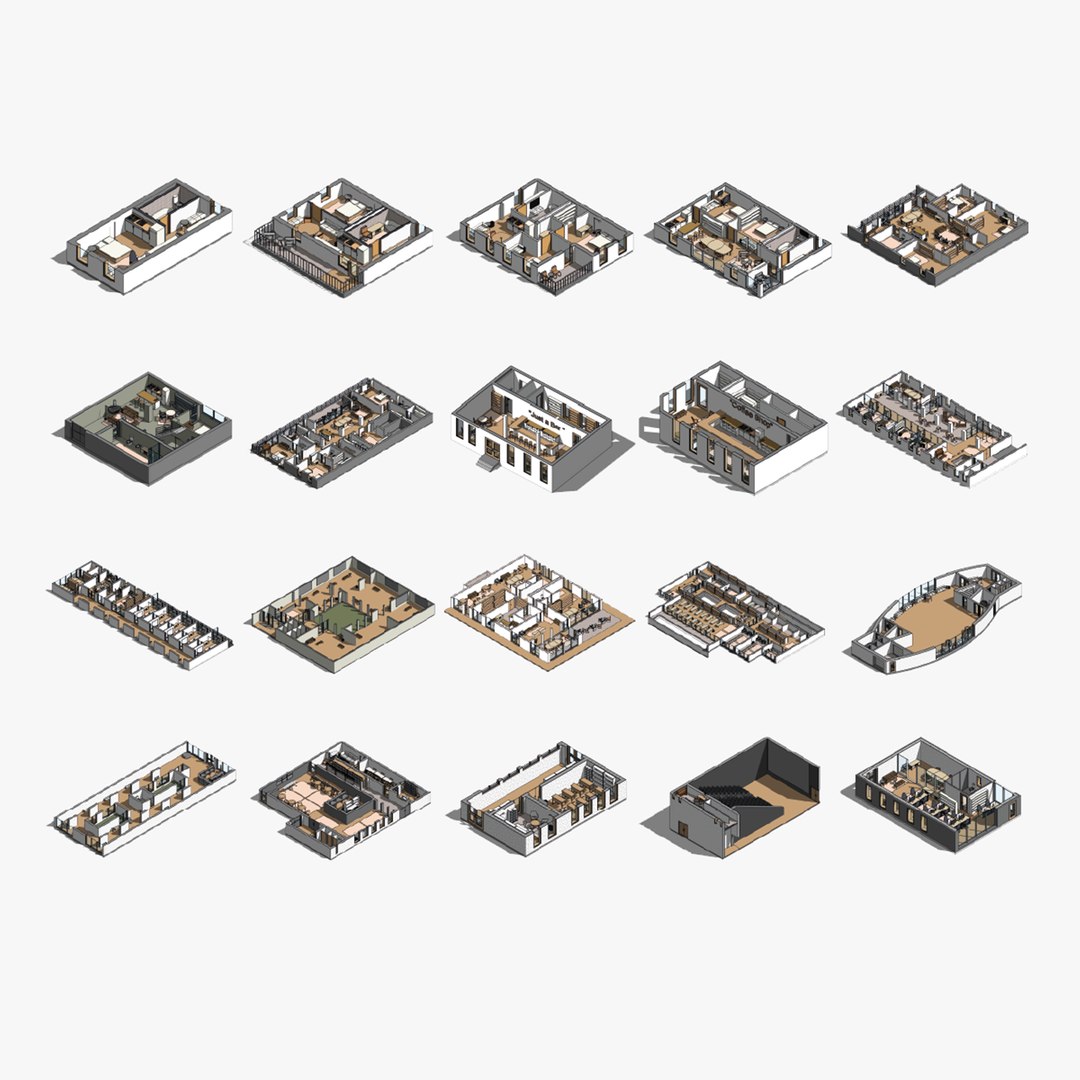 20 Interior spaces - Revit models 3D - TurboSquid 2018344