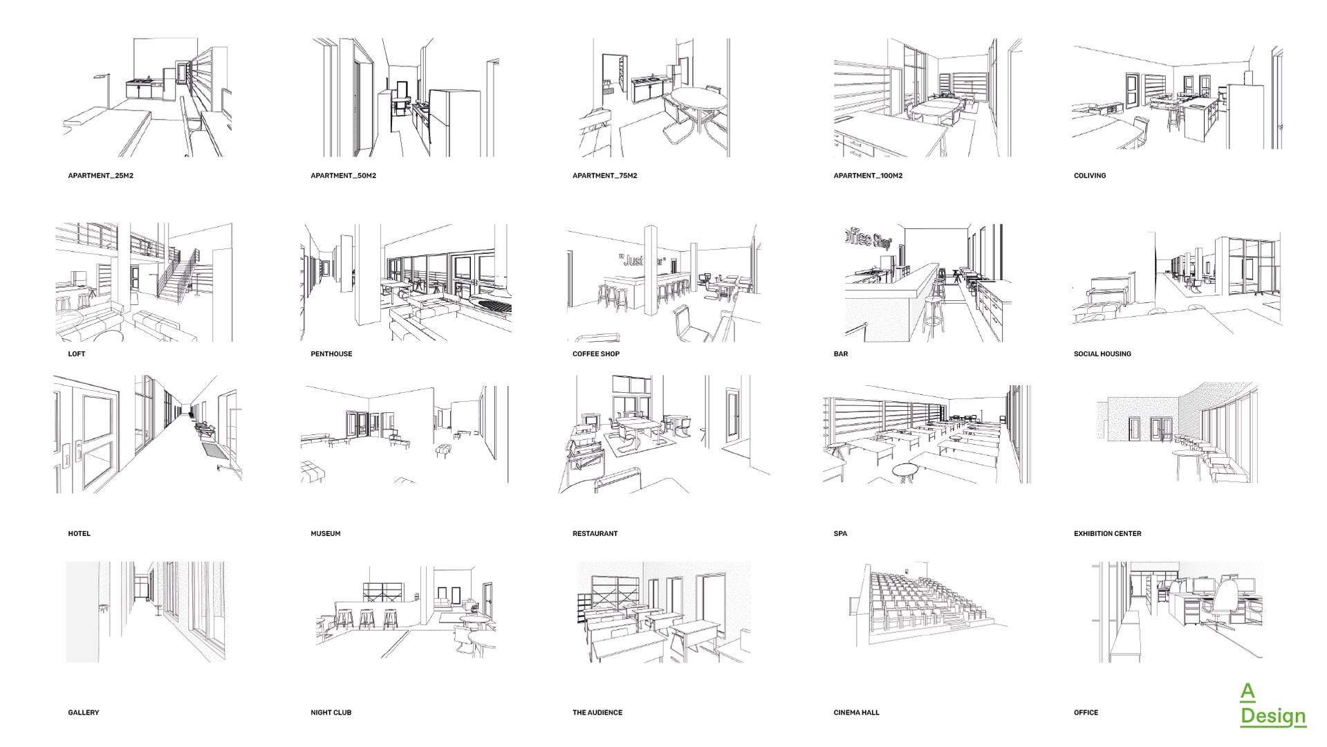 20 Interior spaces - Revit models 3D - TurboSquid 2018344