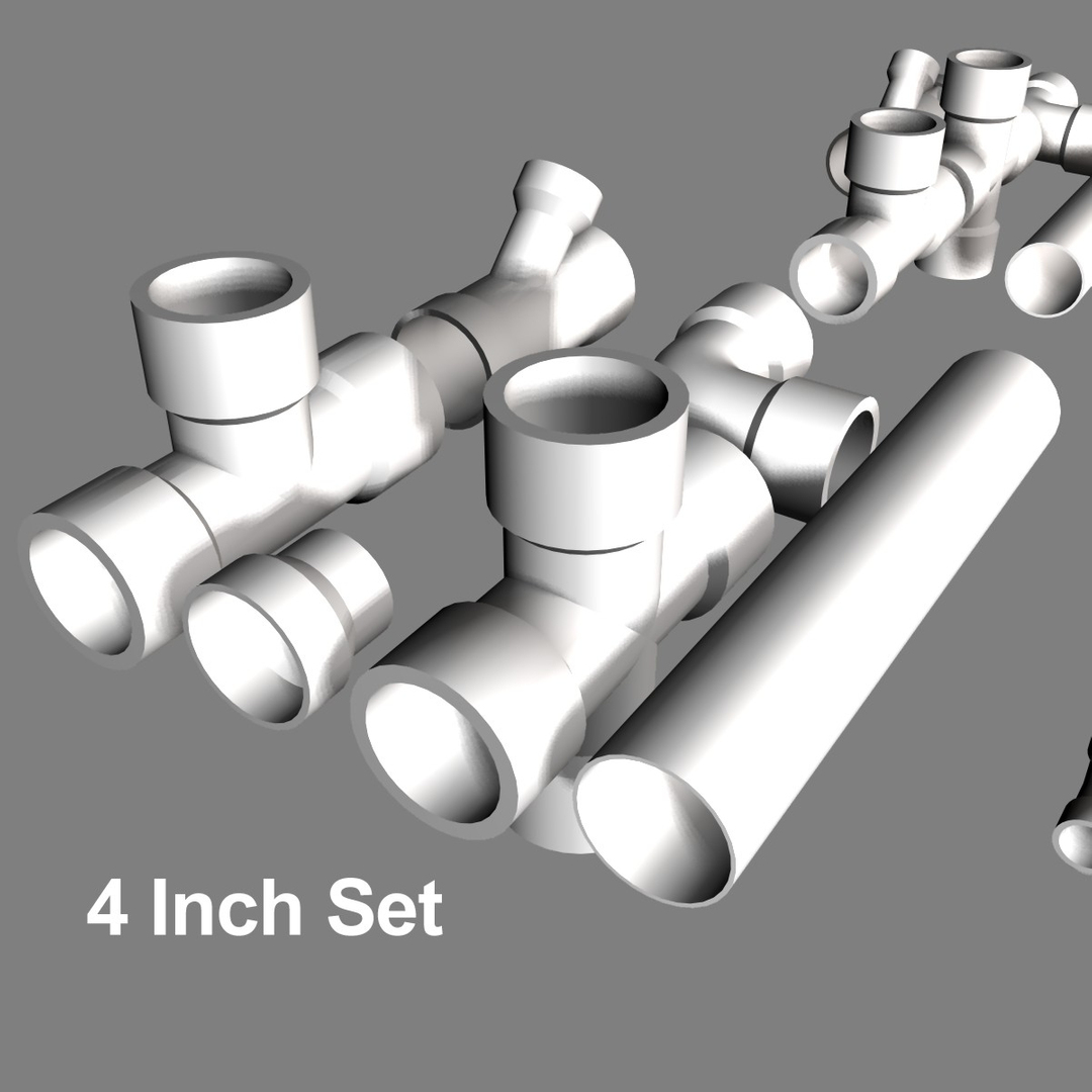pvc water pipes 3d model