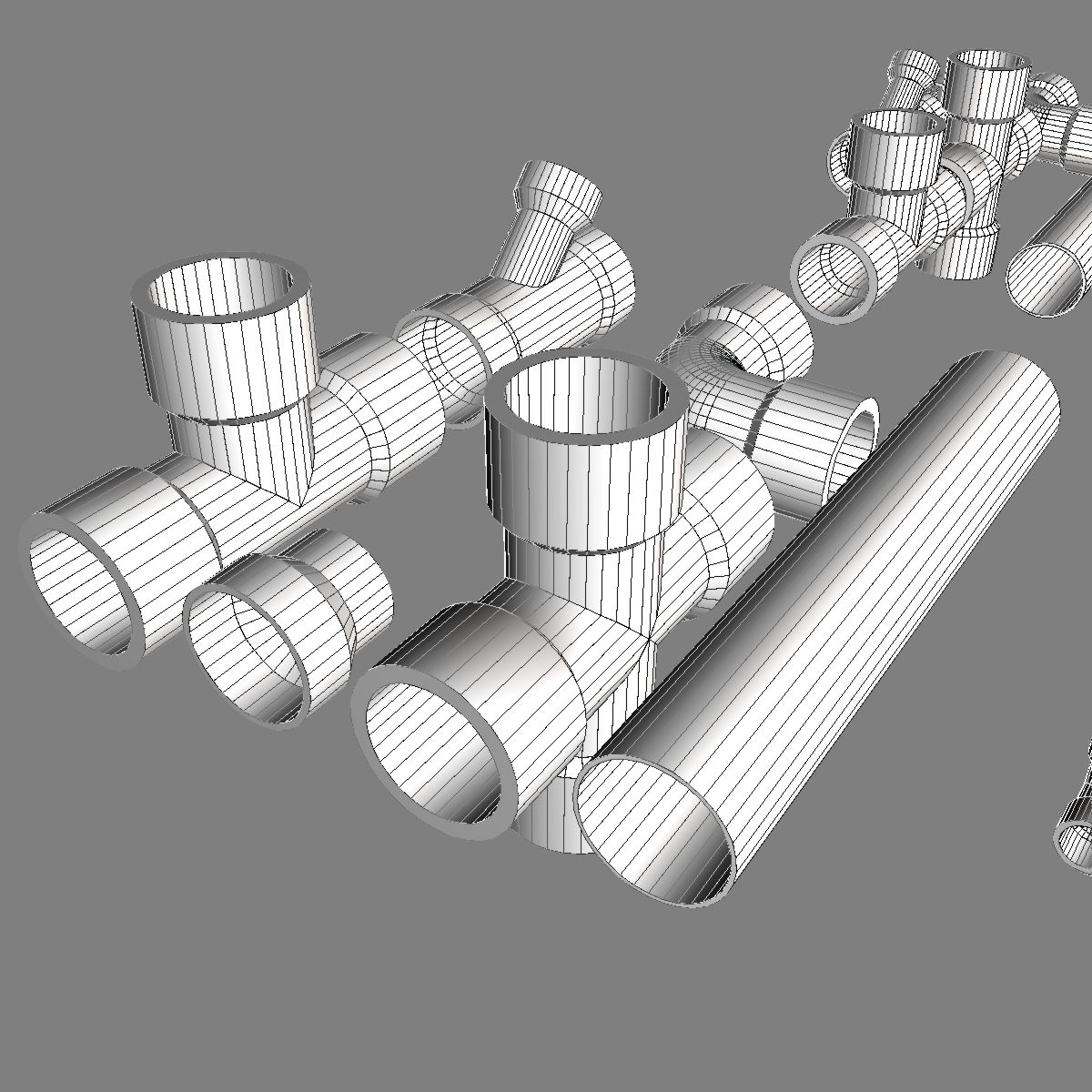 pvc water pipes 3d model