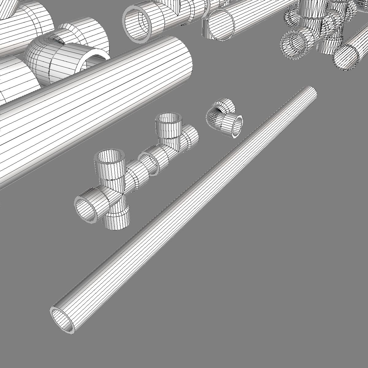 pvc water pipes 3d model