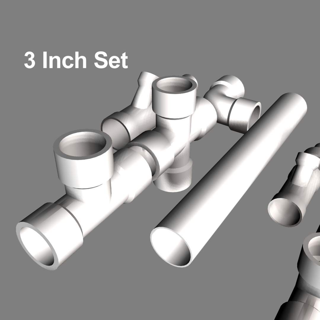pvc water pipes 3d model