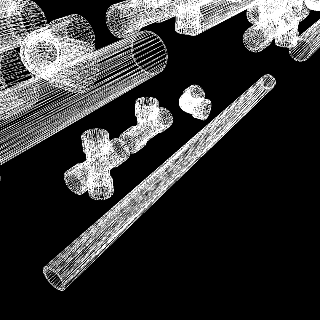 pvc water pipes 3d model