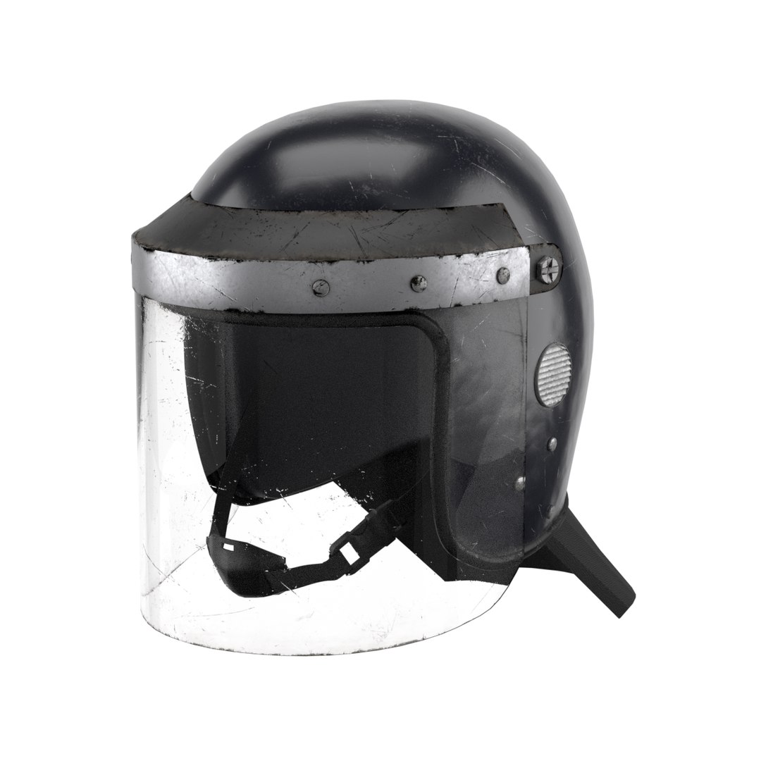 3D Used Police Riot Helmet Model - TurboSquid 1352434