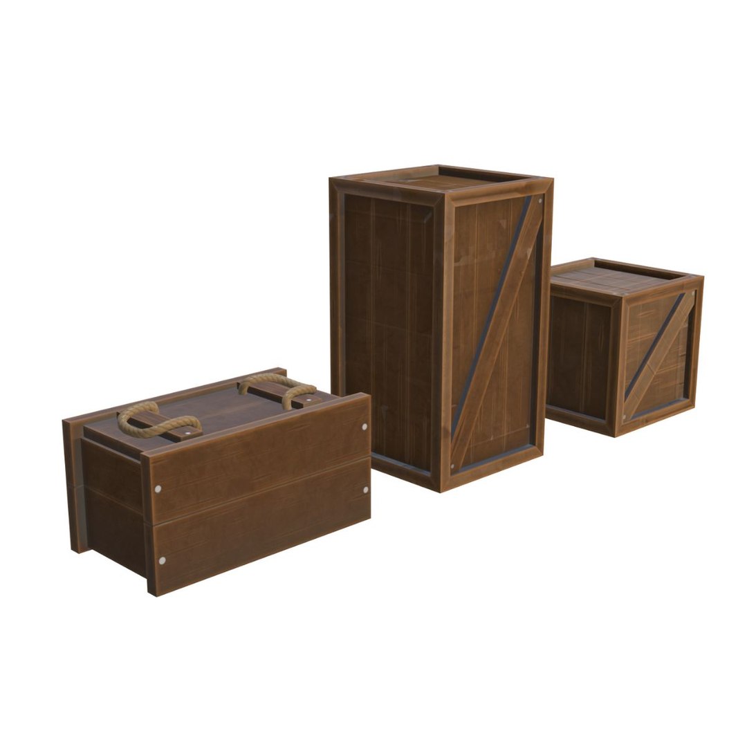 Three Wooden Crates 3D Model 3D - TurboSquid 2301575