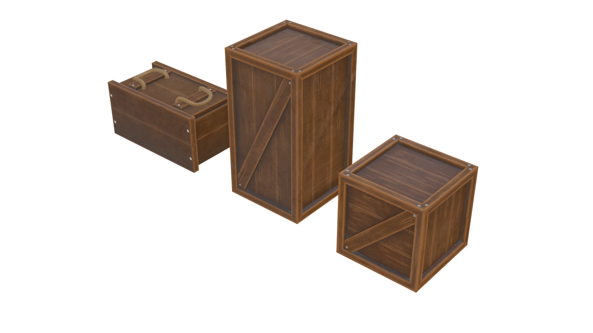 Three Wooden Crates 3D Model 3D - TurboSquid 2301575