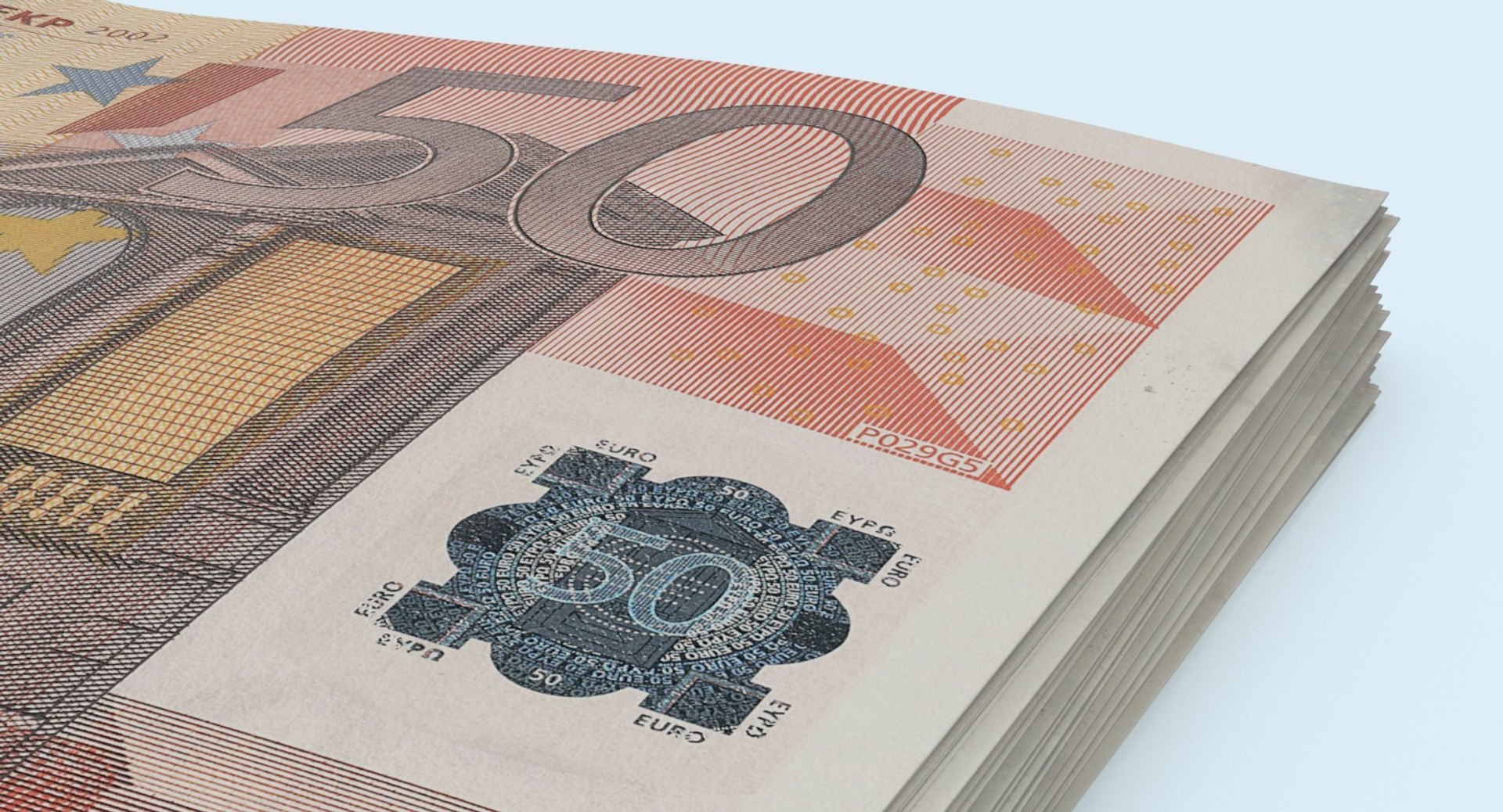 3d 50 Euro Bill Stack