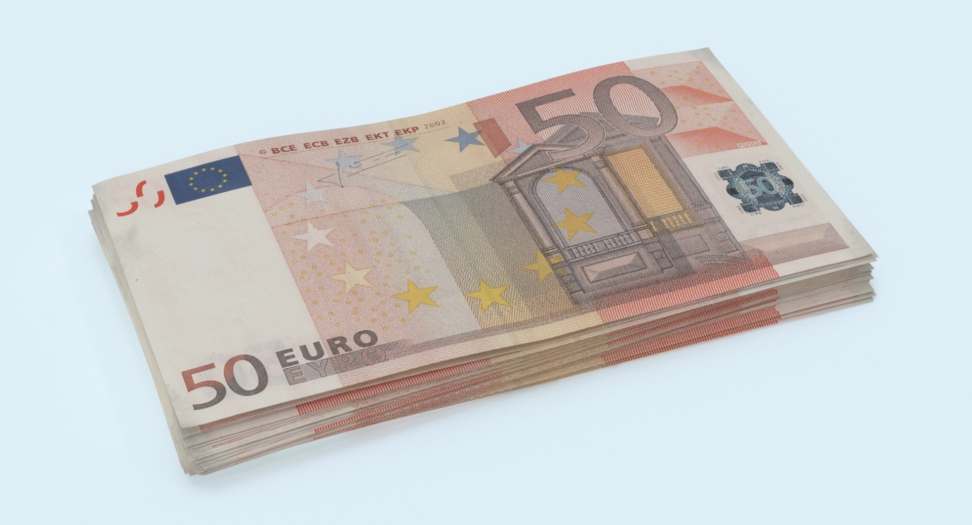 3d 50 Euro Bill Stack