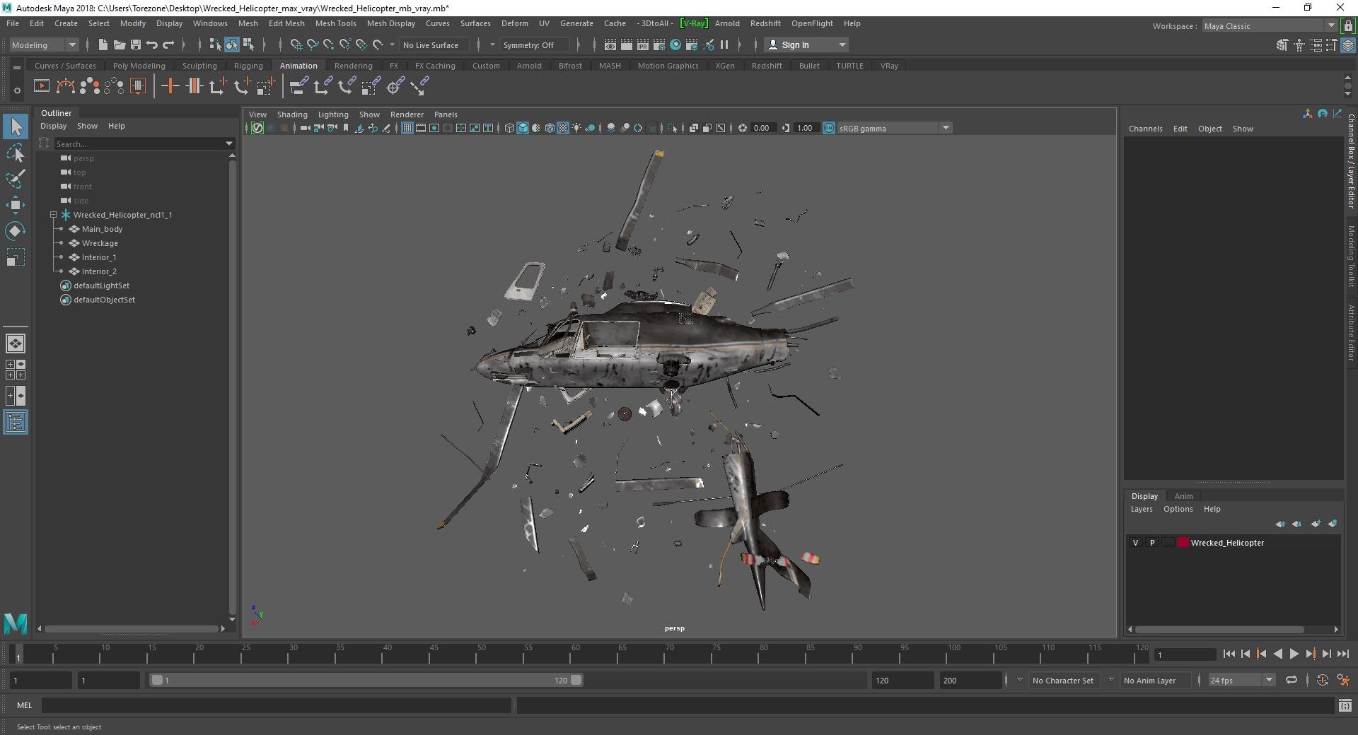 Wrecked Helicopter 3D Model - TurboSquid 2376902