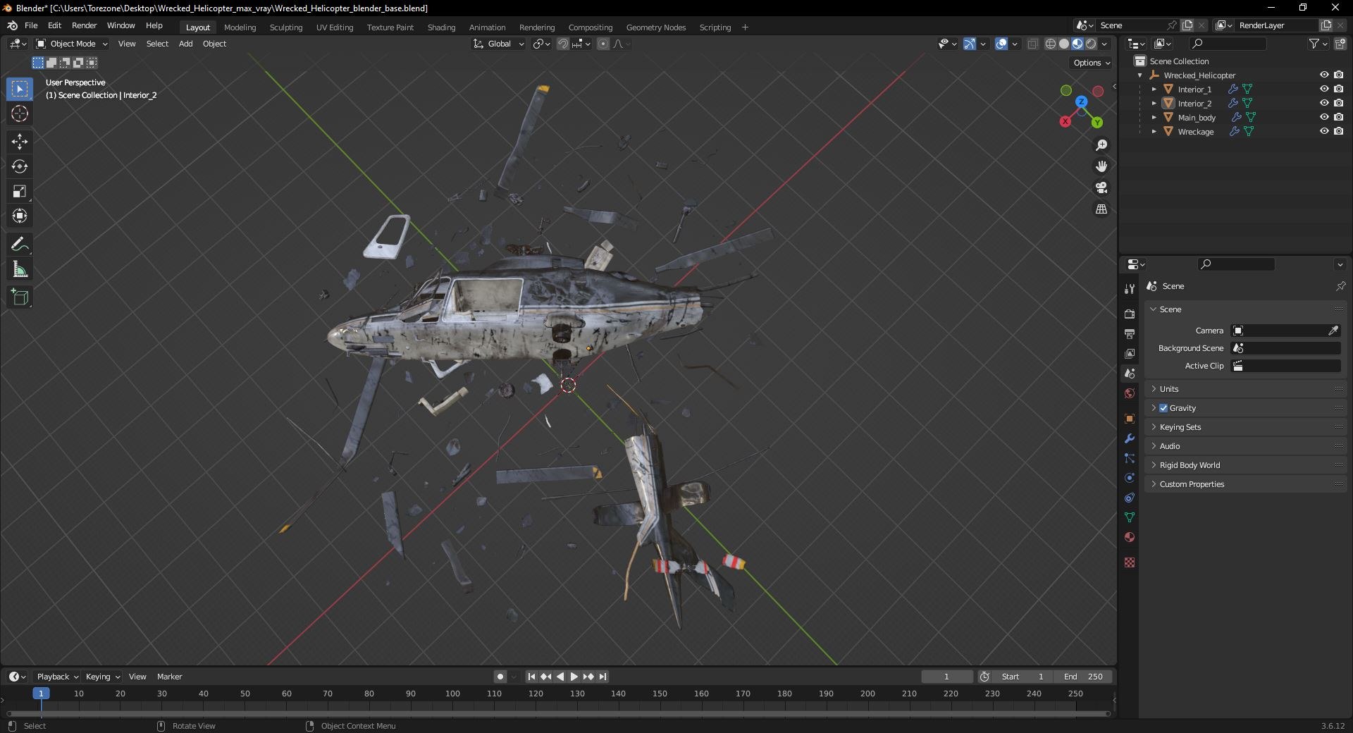 Wrecked Helicopter 3D Model - TurboSquid 2376902