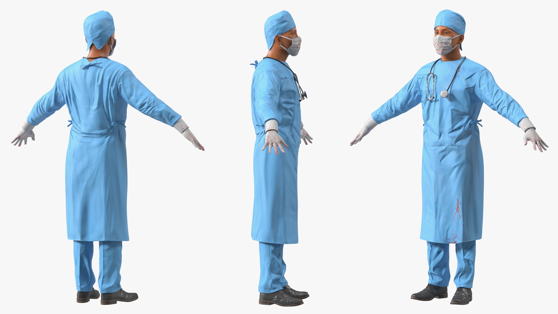 3D Blood Stained Surgeon Doctor In Mask Rigged For Cinema 4D Model ...