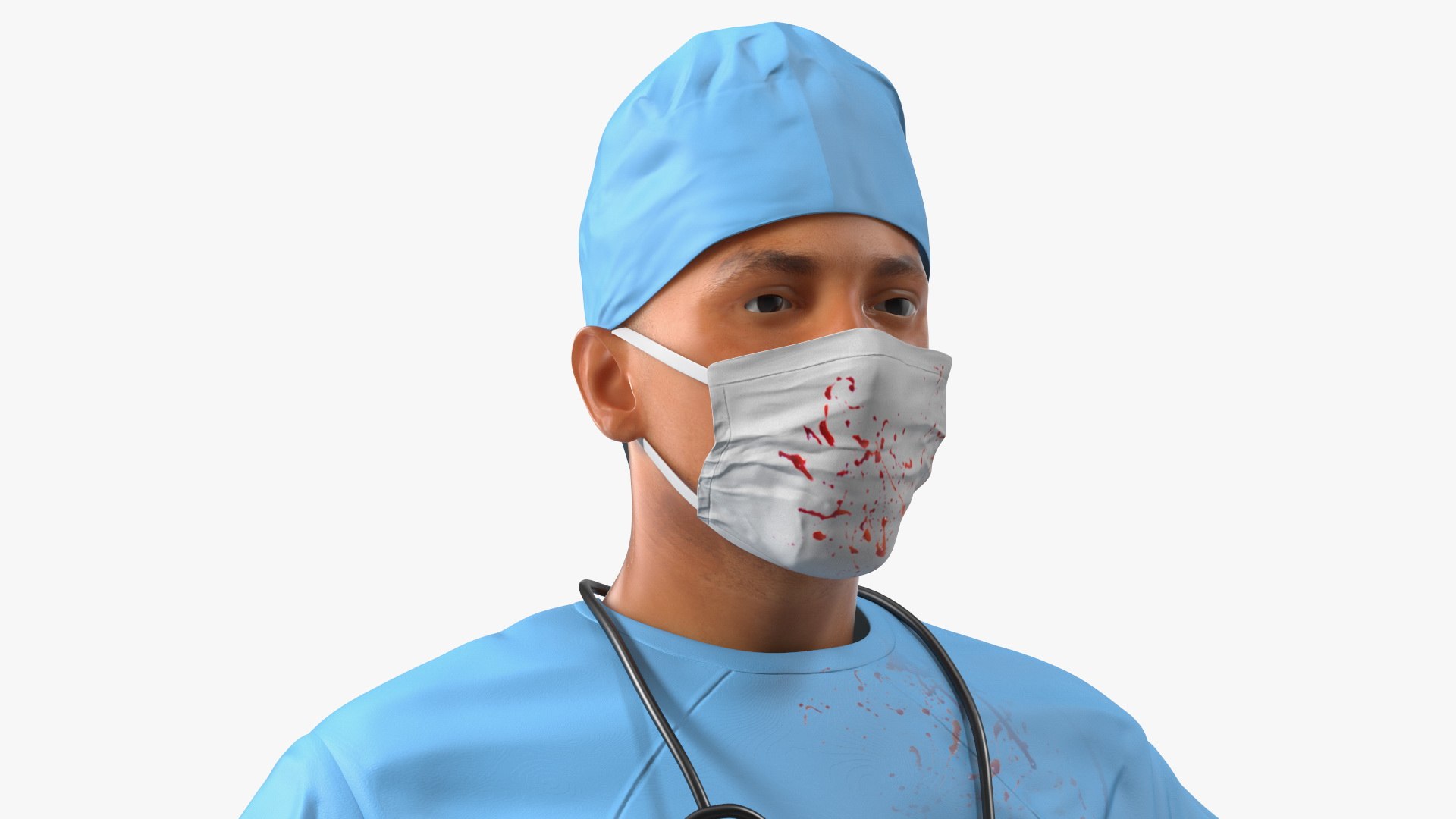 3D Blood Stained Surgeon Doctor In Mask Rigged For Cinema 4D Model ...