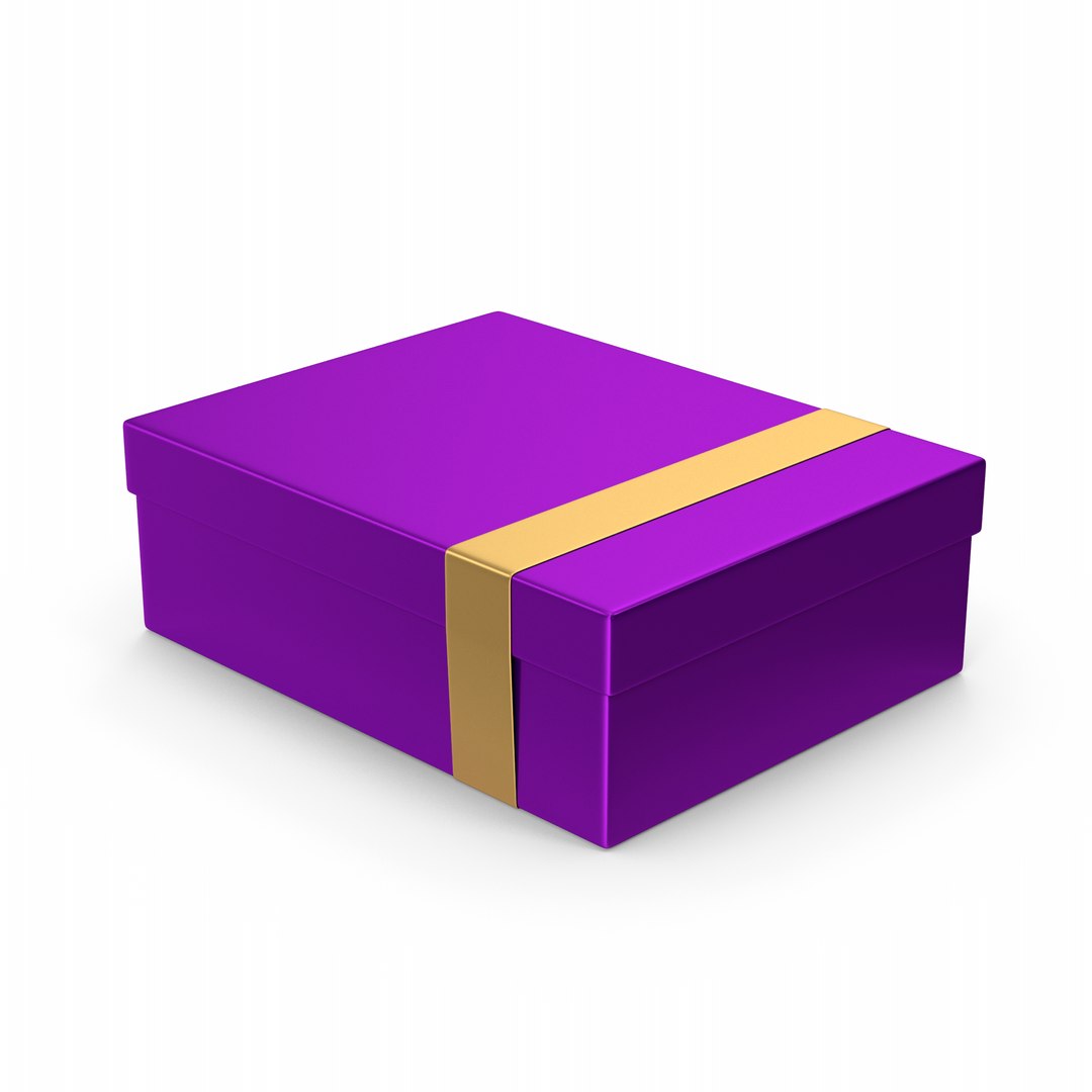 3D Purple Box With Ribbon Model - TurboSquid 2029563