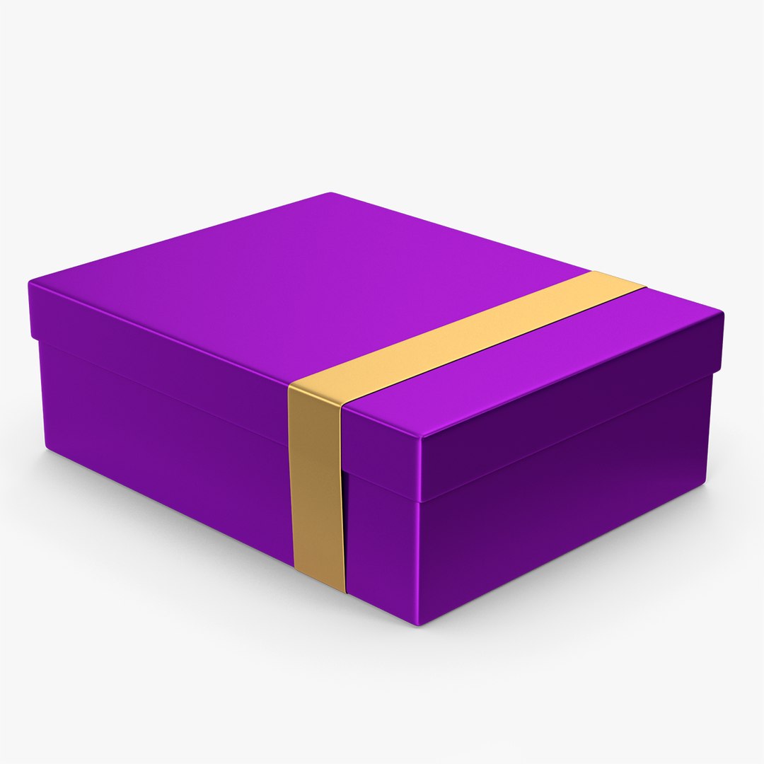 3D Purple Box With Ribbon model - TurboSquid 2029563