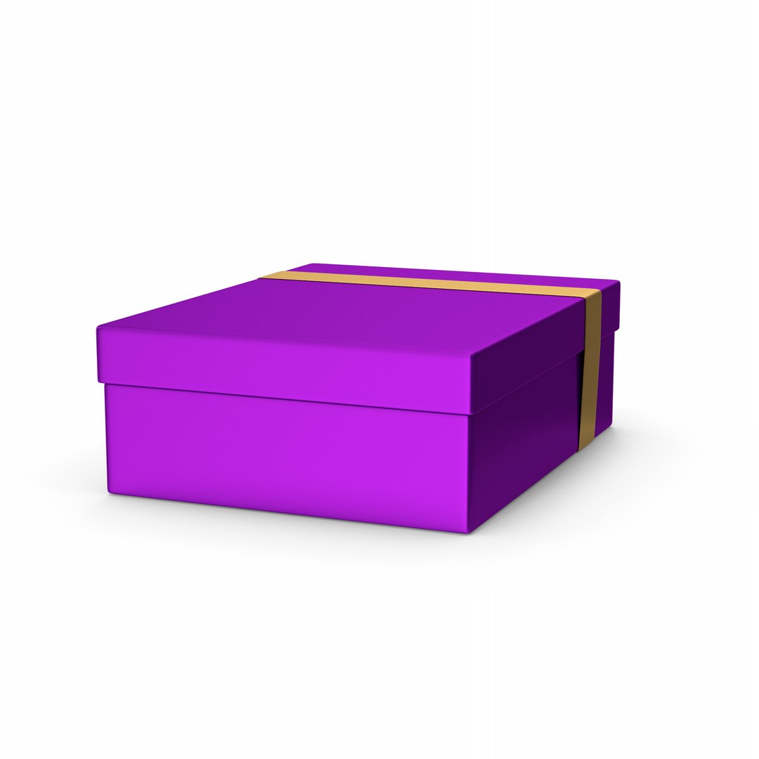 3D Purple Box With Ribbon Model - TurboSquid 2029563
