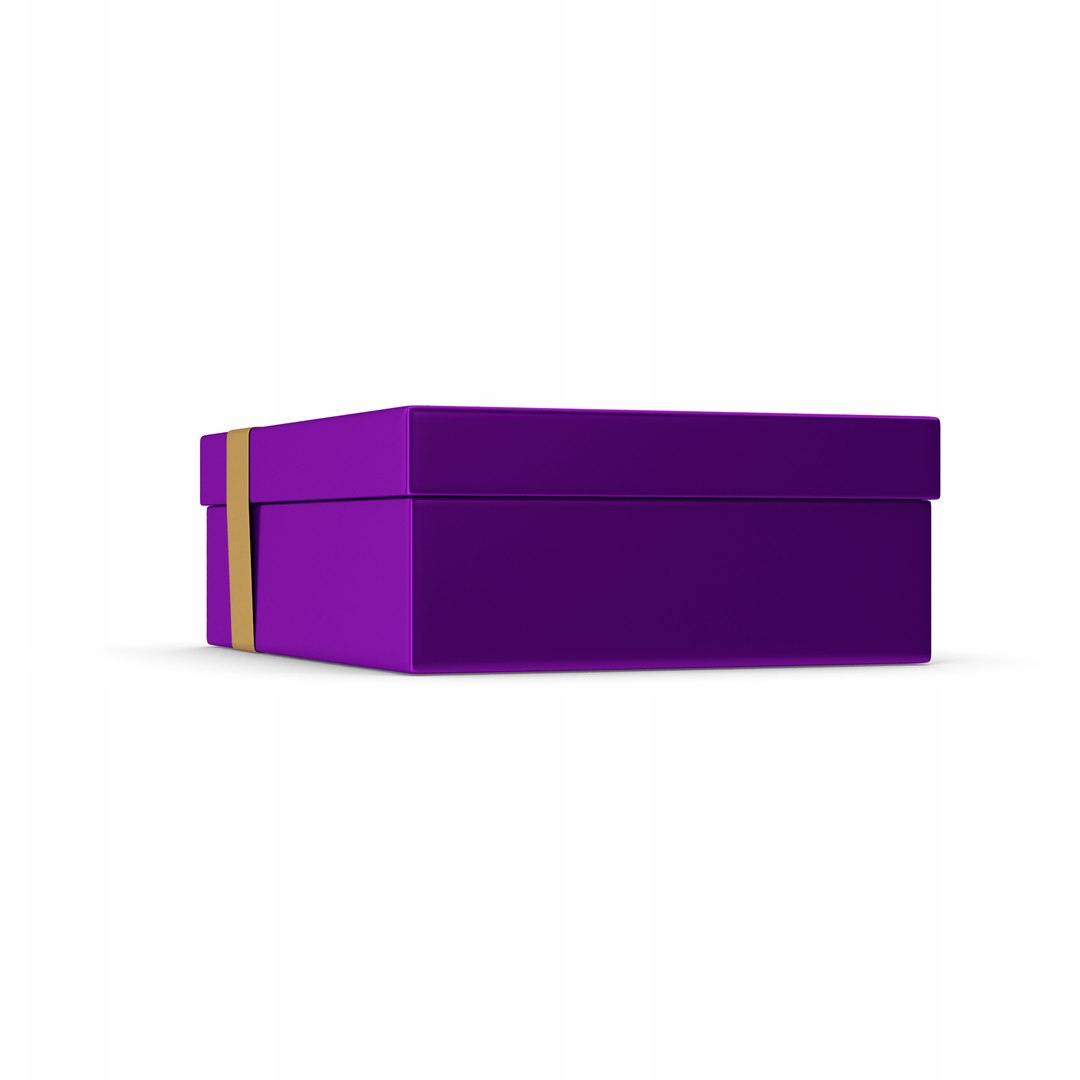 3D Purple Box With Ribbon Model - TurboSquid 2029563