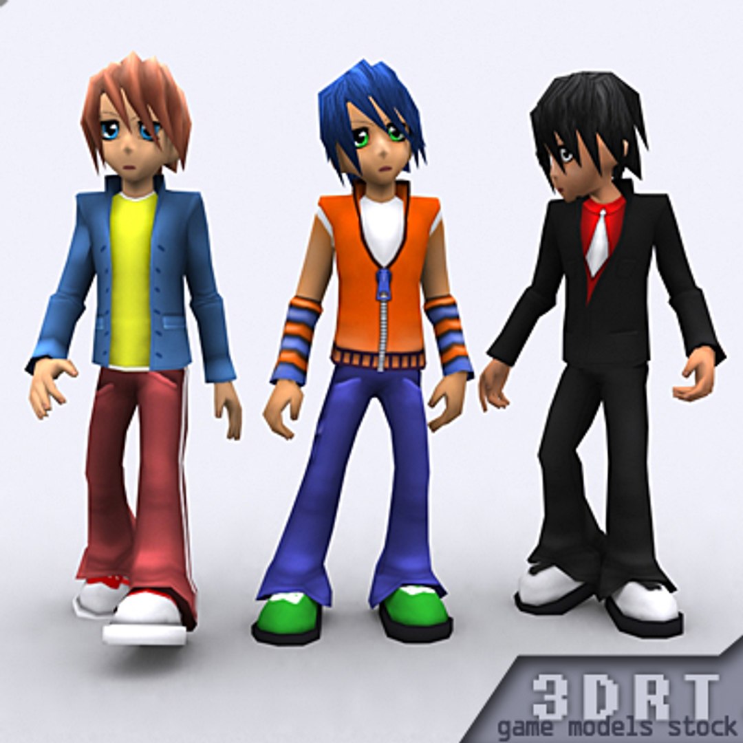 3d umi anime boys characters rigged