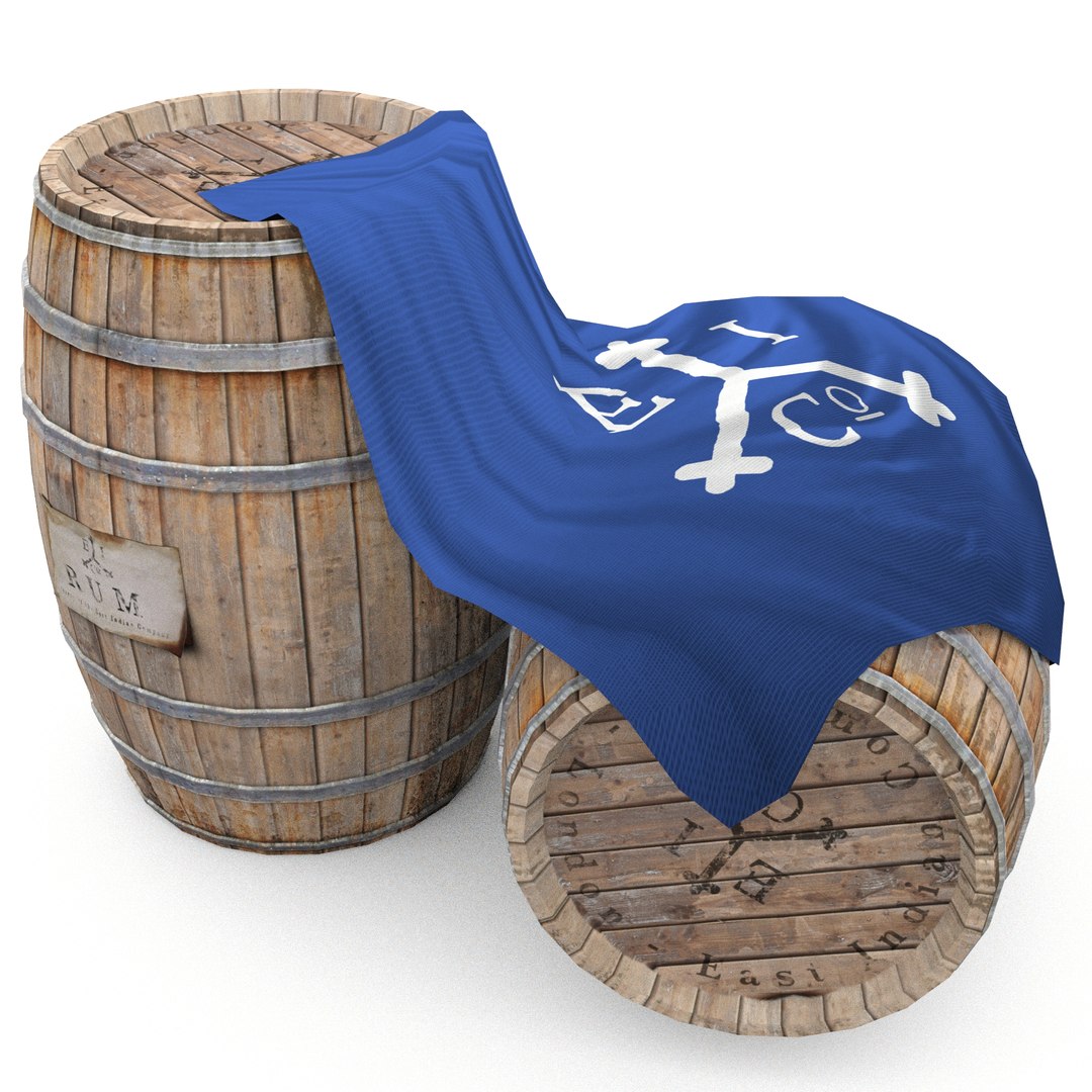 3d Wooden Barrels Rum East Model