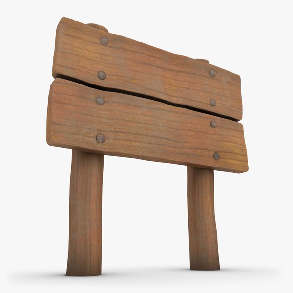 realistic wooden signboard 02 3d model