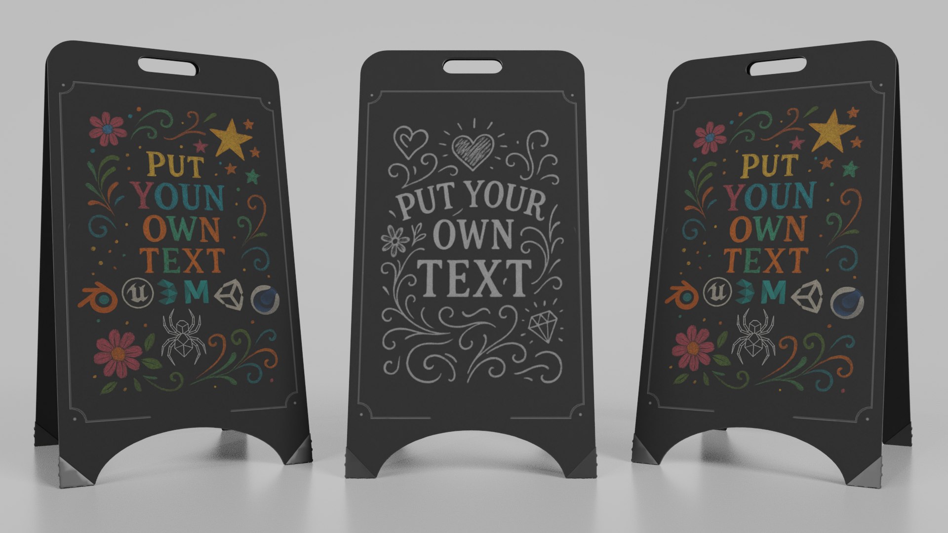 3D Modern Restaurant Signage Set - Customizable Chalkboards ...