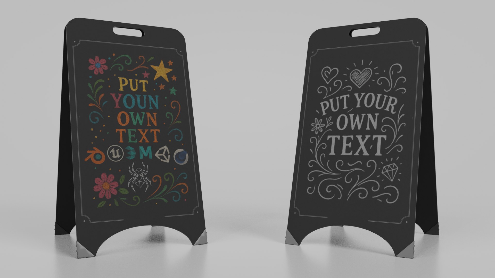 3D Modern Restaurant Signage Set - Customizable Chalkboards ...