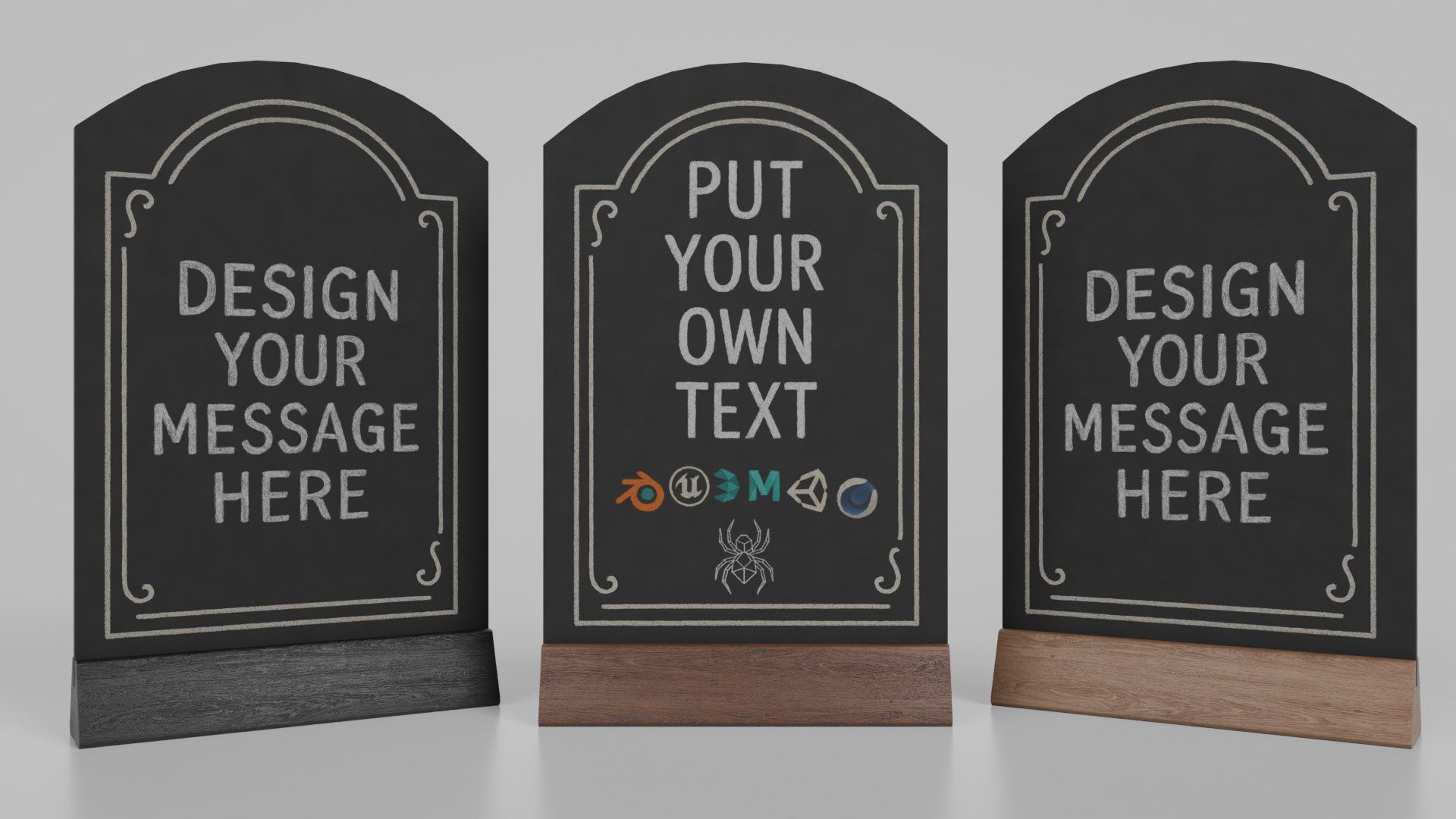 3D Modern Restaurant Signage Set - Customizable Chalkboards ...