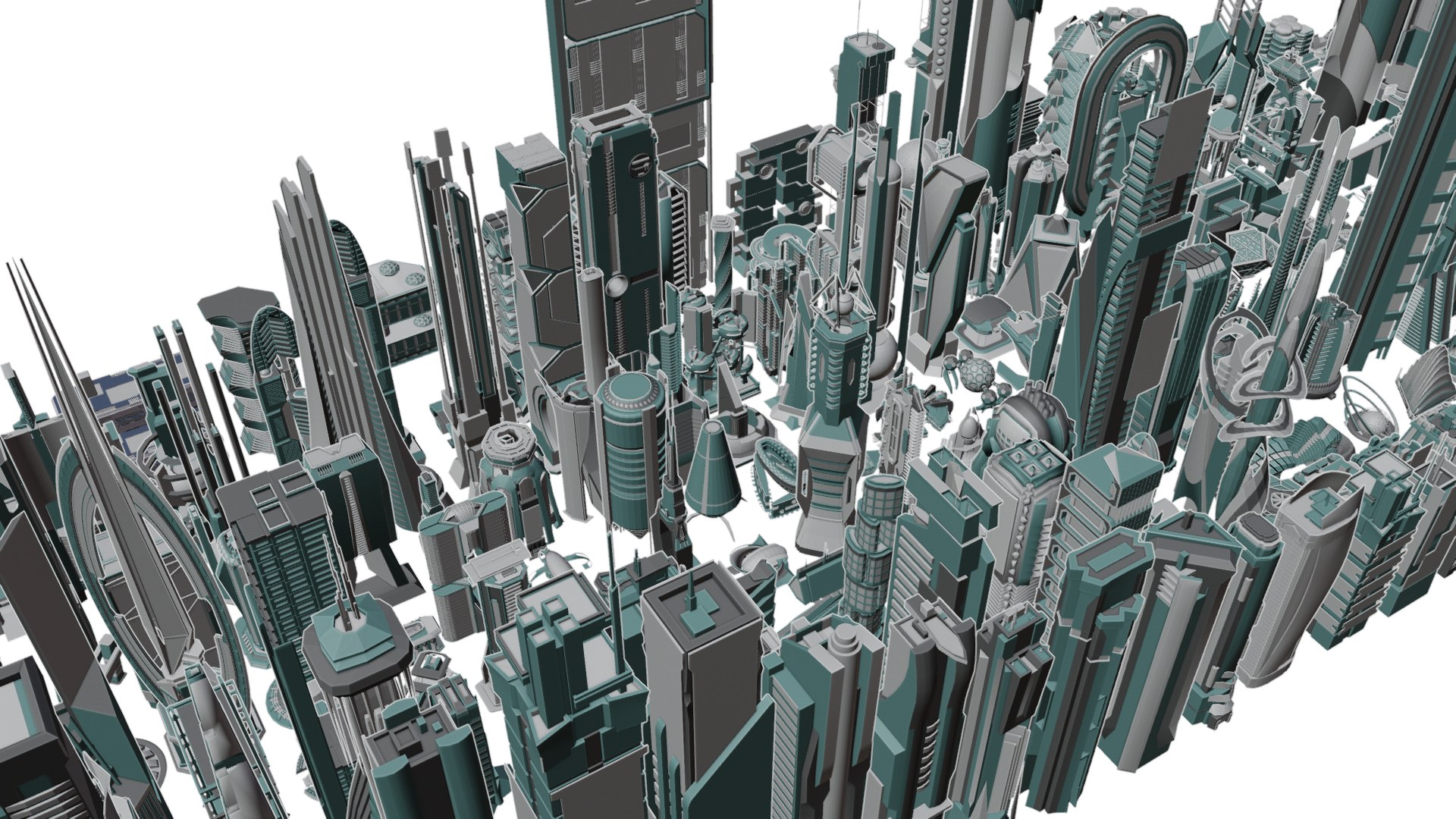 3D Stylized Futuristic Building Collection - 320 Low Poly model ...