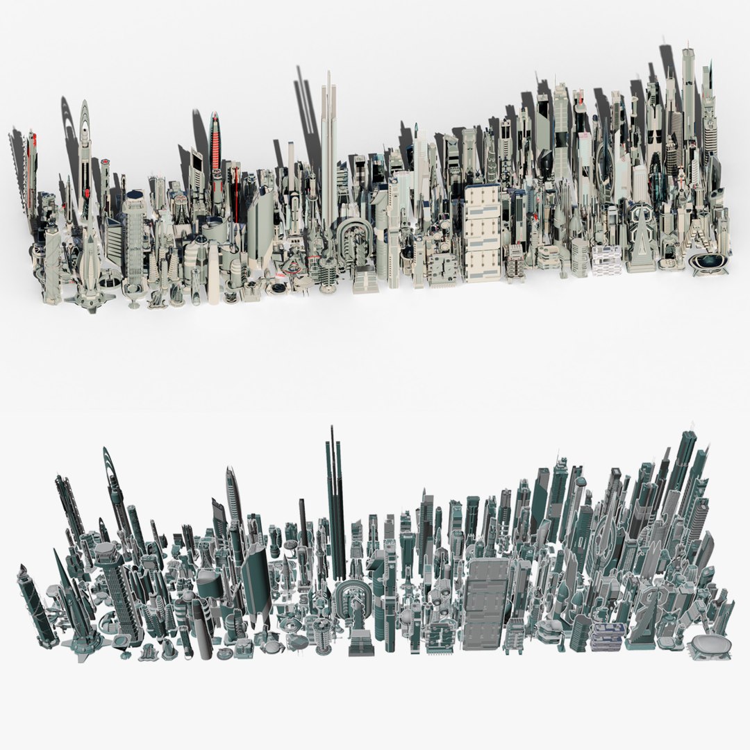 3D Stylized Futuristic Building Collection - 320 Low Poly Model ...