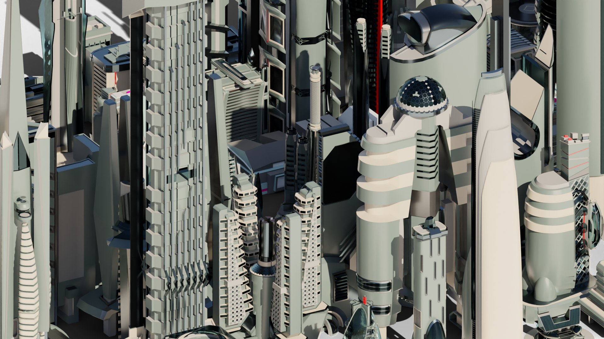 3D Stylized Futuristic Building Collection - 320 Low Poly Model ...