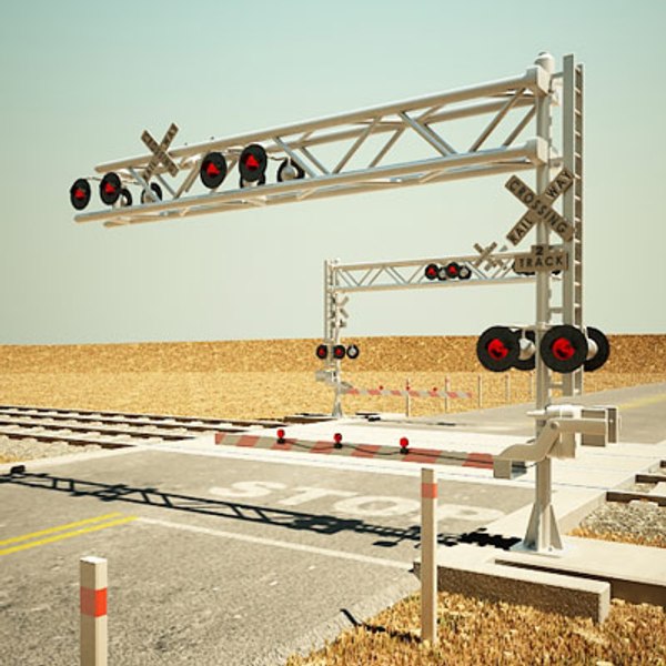 railroad crossing train 3d model