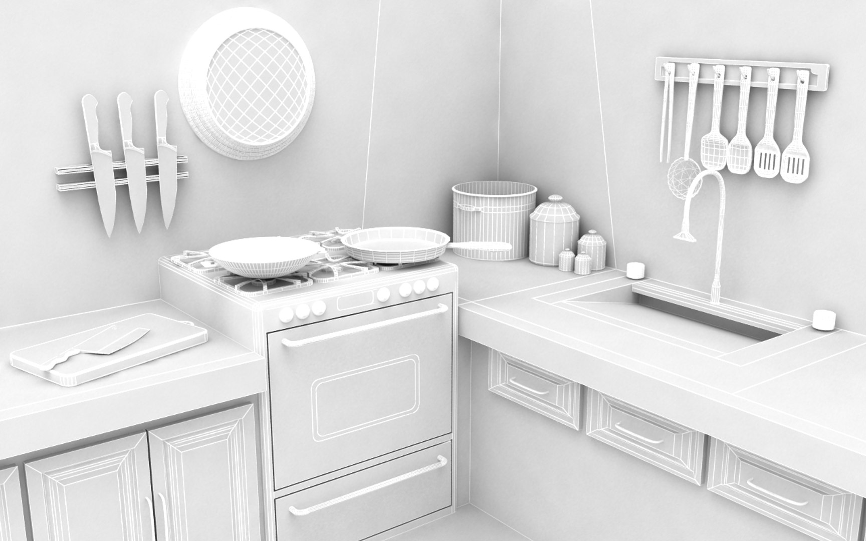 3d Kitchen Setting Model