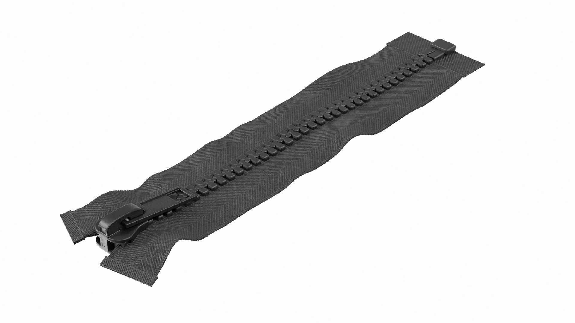 3D One Sided Plastic Zipper Closed Black - TurboSquid 1793856