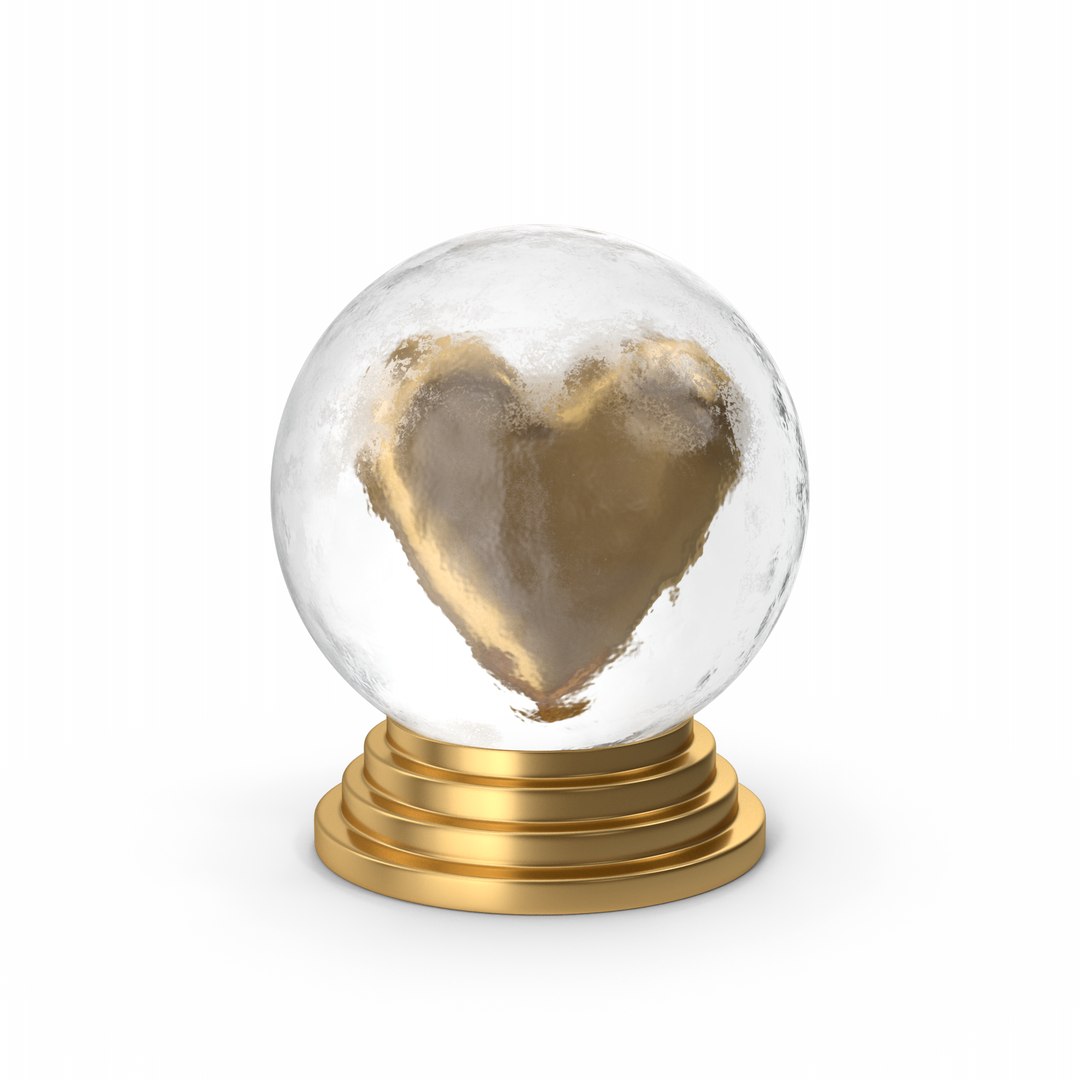 3D Gold Ice Globe With Heart Model - TurboSquid 2238260