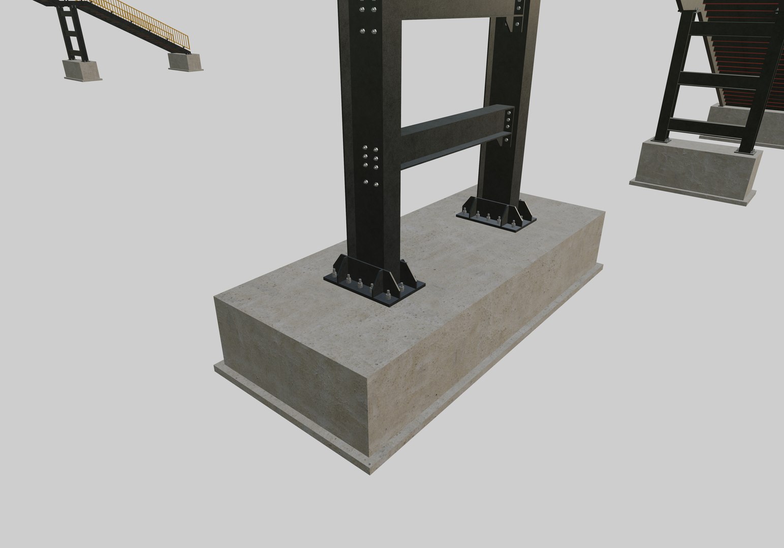 Steel Pedestrian Bridge - Three Columns - Truss Type-10 3D Model ...