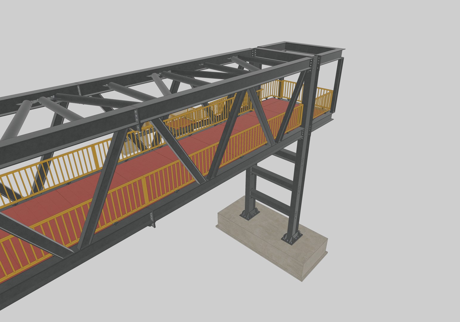 Steel Pedestrian Bridge - Three Columns - Truss Type-10 3D Model ...