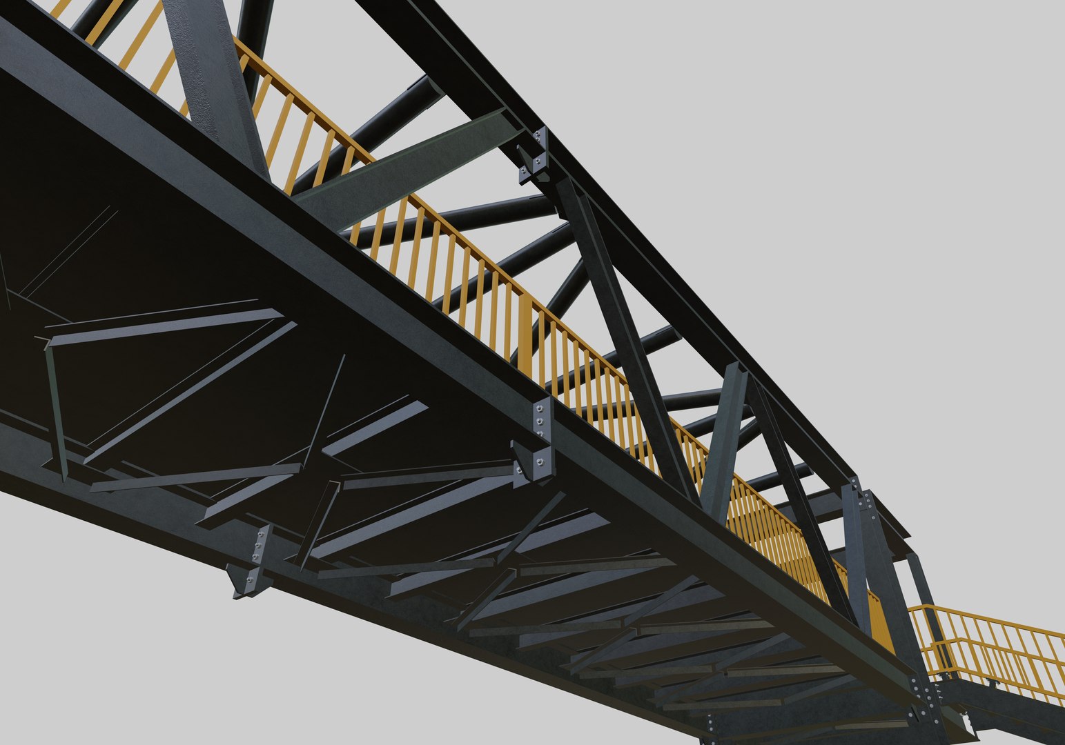 Steel Pedestrian Bridge - Three Columns - Truss Type-10 3D Model ...