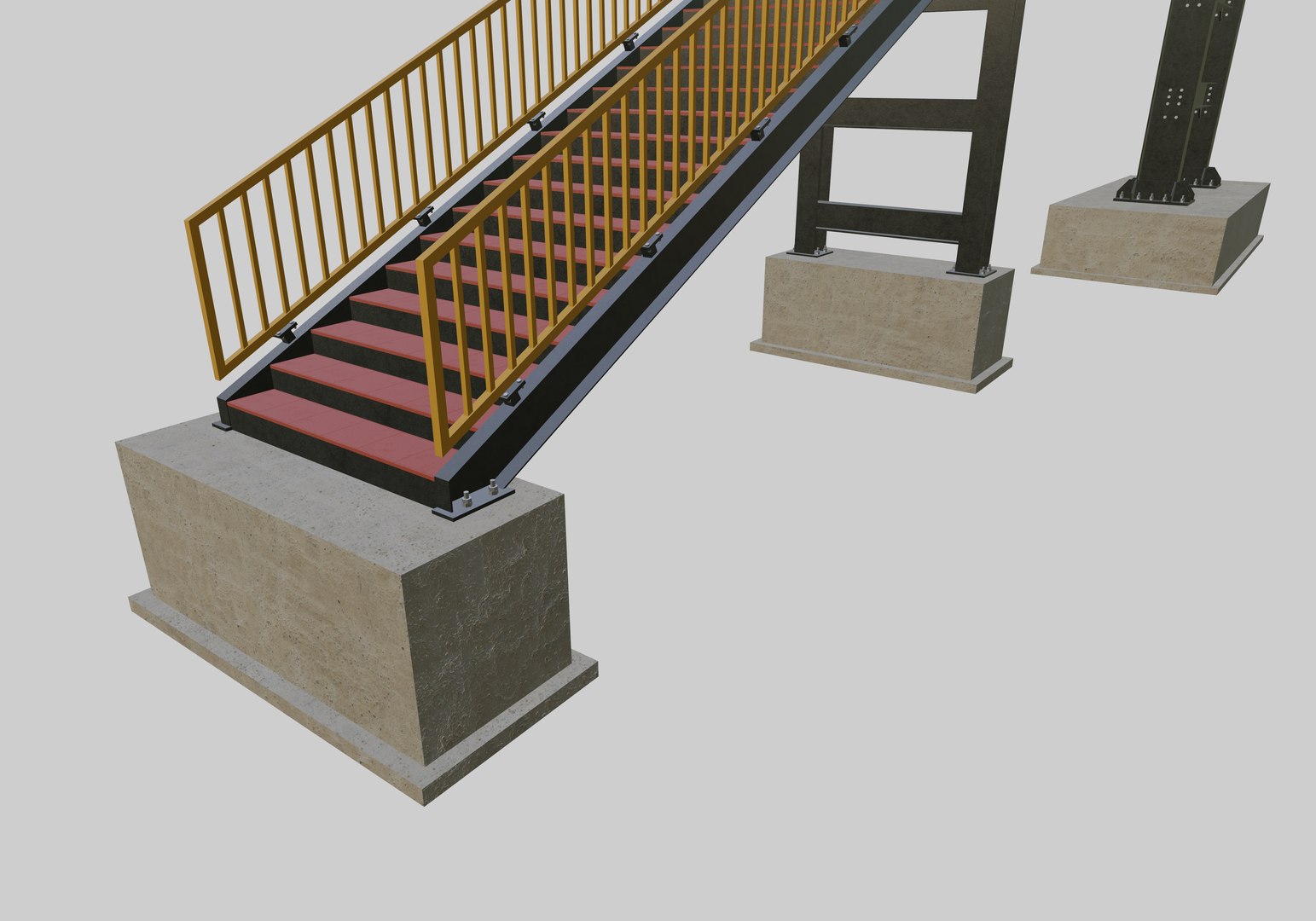 Steel Pedestrian Bridge - Three Columns - Truss Type-10 3D Model ...