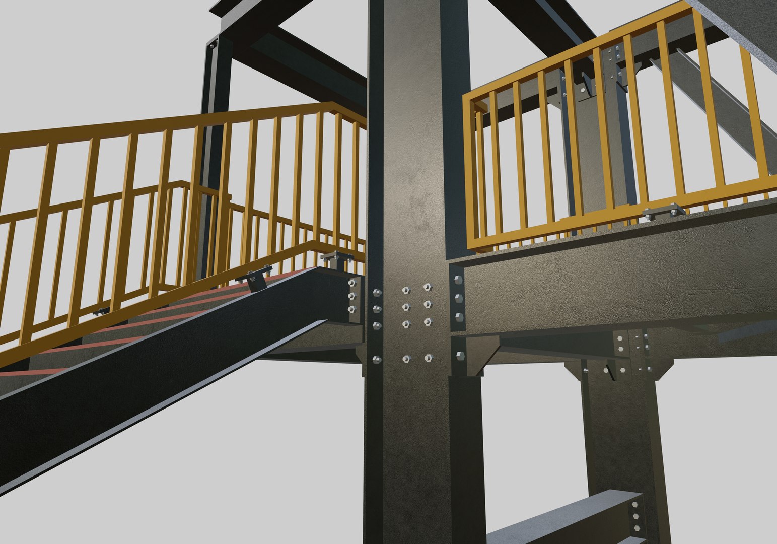 Steel Pedestrian Bridge - Three Columns - Truss Type-10 3D Model ...