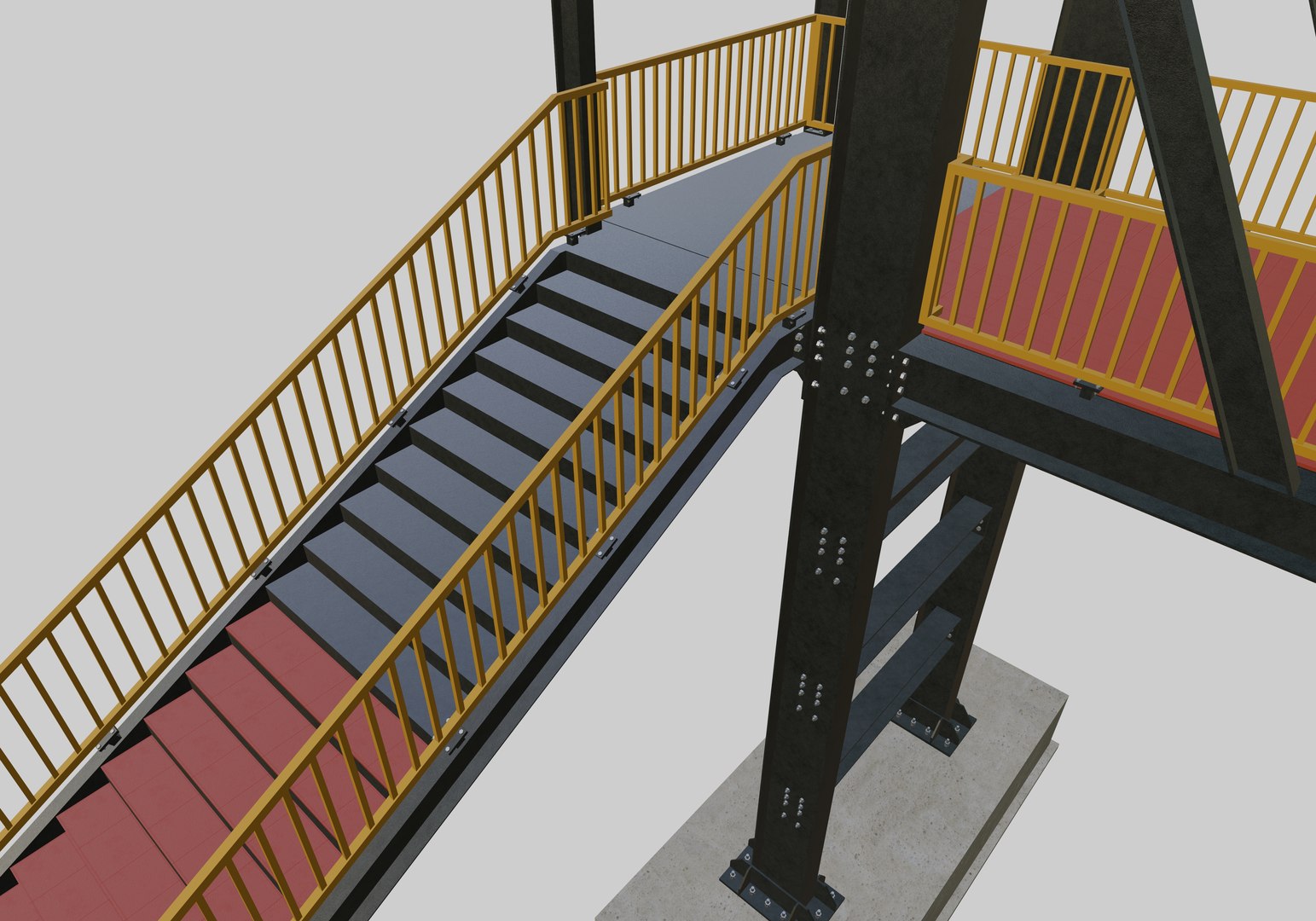Steel Pedestrian Bridge - Three Columns - Truss Type-10 3D Model ...