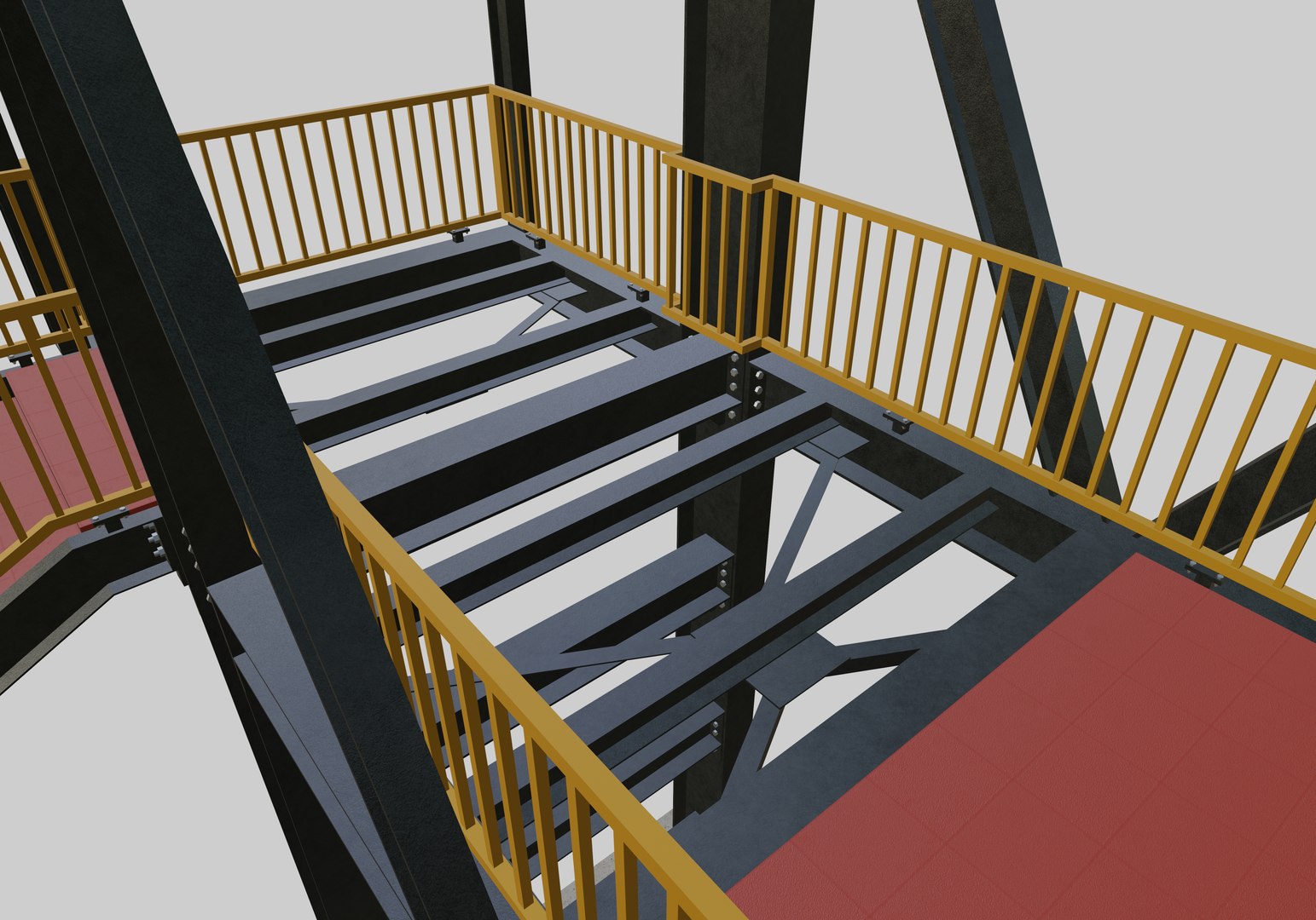 Steel Pedestrian Bridge - Three Columns - Truss Type-10 3D Model ...