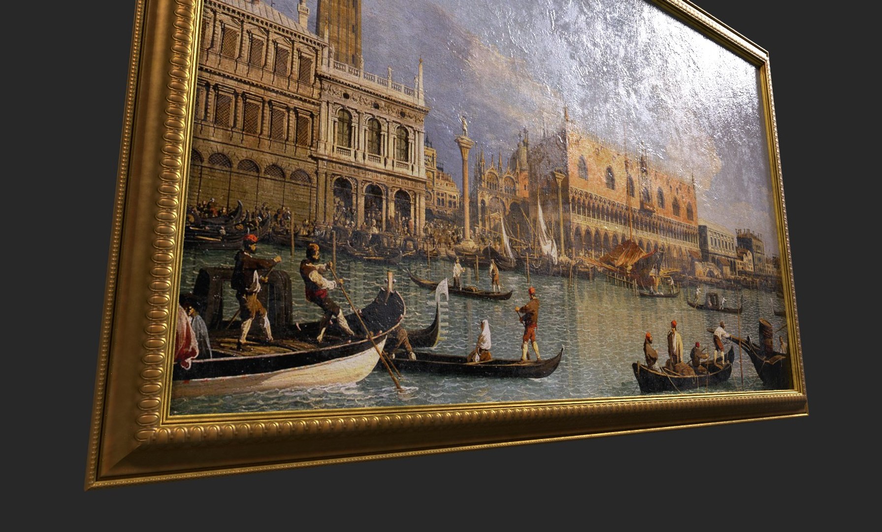 3D Golden Frame Painting Oil - TurboSquid 1398486