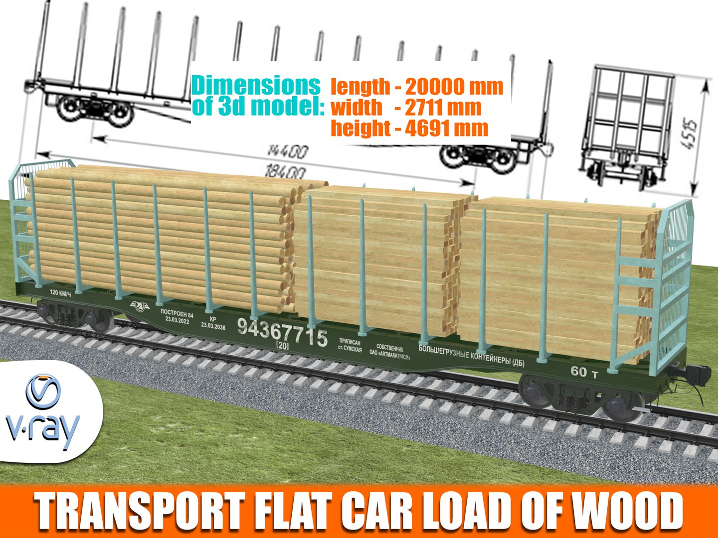 Transport Flat Car Load 3D Model - TurboSquid 1872112